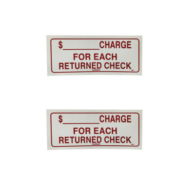 9'' x 4'' Store Sign 2 Pc Waterproof Plastic Charge For Each Returned ...