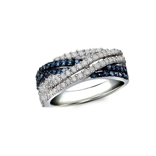 Sterling Silver Womens Color Enhanced Blue Diamond Band 7/8 Cttw | eBay