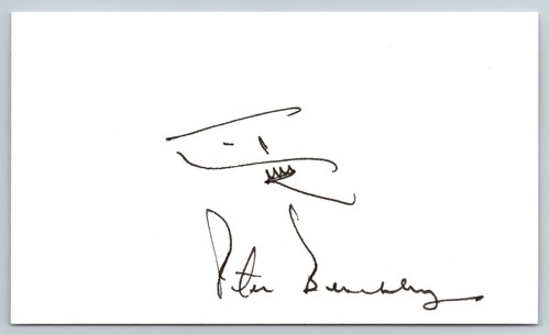 Peter Benchley hand signed Index Card - Author - Jaws - Drew sketch of ...