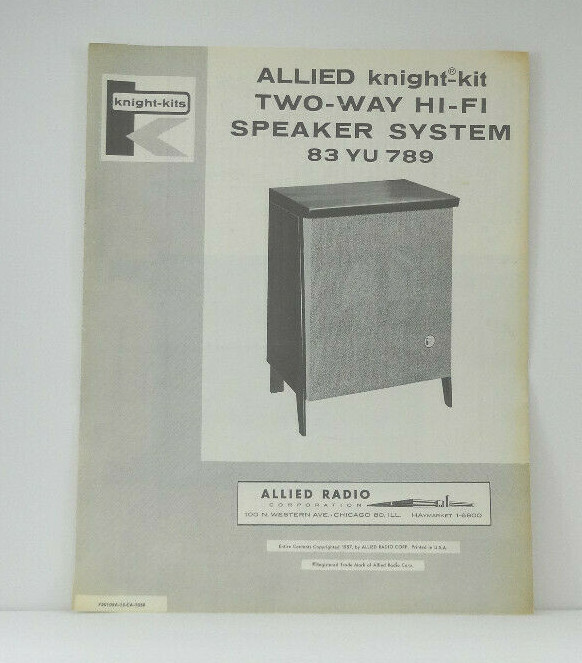 RARE ORIGINAL Allied Knight kit Speaker Assembly Instructions & Parts ...