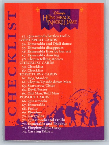 1996 Skybox The Hunchback of Notre Dame Checklist Card #60 | eBay