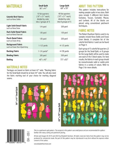 Pretty Birds Quilt Pattern by Elizabeth Hartman | eBay