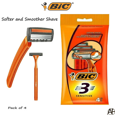 Bic 3 Sensitive Triple Blade ALOE+VITAMIN-E Mens Disposable Shaving ...