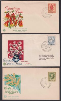 AUSTRALIA - 1960 Set to 3/- FLOWER Wesley FDCs SG 322/26 VFU [D9869] | eBay