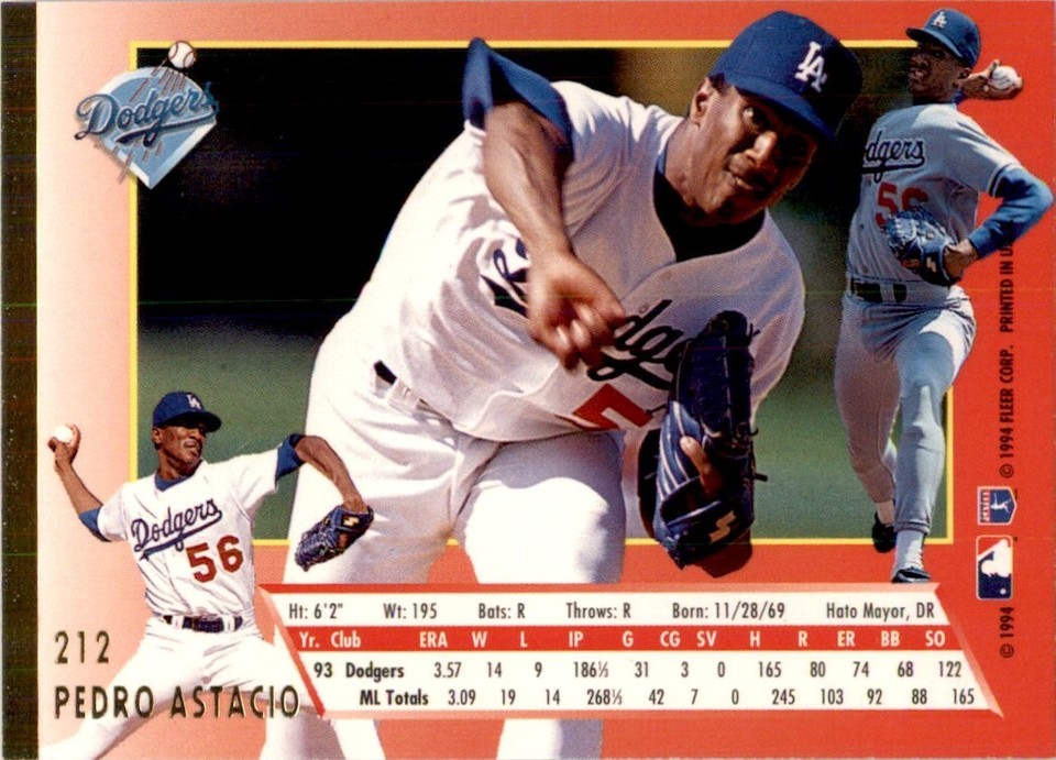 1994 Fleer Ultra Pedro Astacio Los Angeles Dodgers #212 MLB Baseball ...