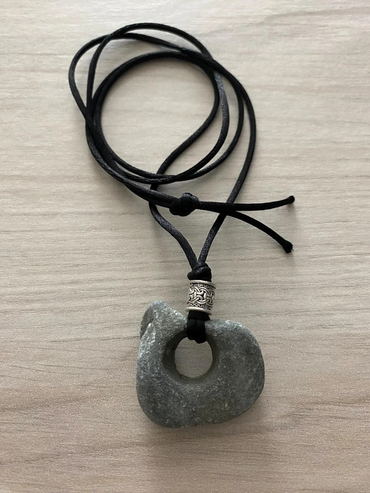 Hag Stone Pendant Necklace Amulet Protection Natural Holey Stone Odin ...