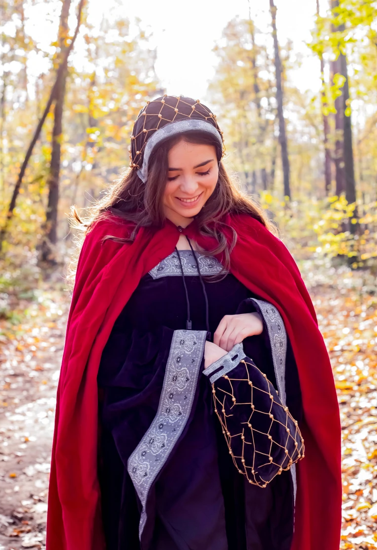 Mittelalter Larp Magd Maid Haube Perlenhaube Samt zum Gewand Perlen ...