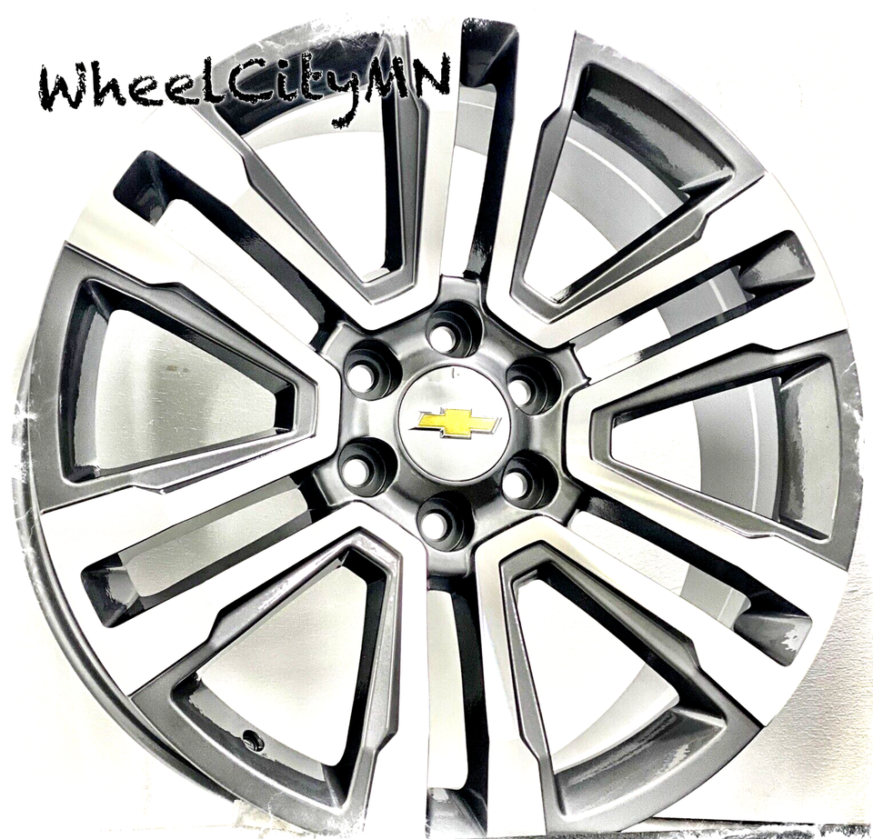 20" Gunmetal Machine OE Replica 5822 Wheels fits 2019 Chevy Tahoe ...