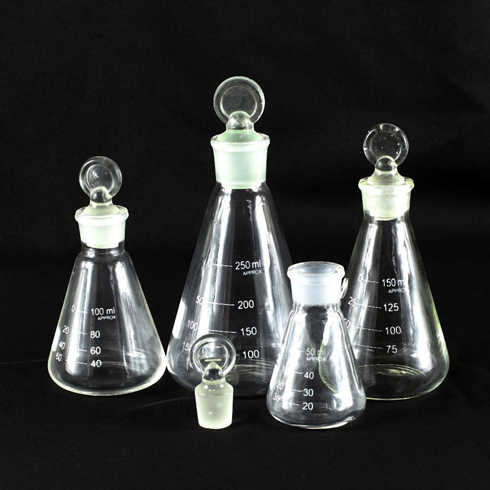 50/100/150/250ML Glass Erlenmeyer Flask Conical Bottle Lab Chemistry ...