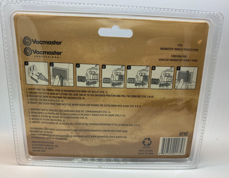 Vacmaster VFHF HEPA Exhaust Filter (Use with VF408 & VF409) - Prepaid ...