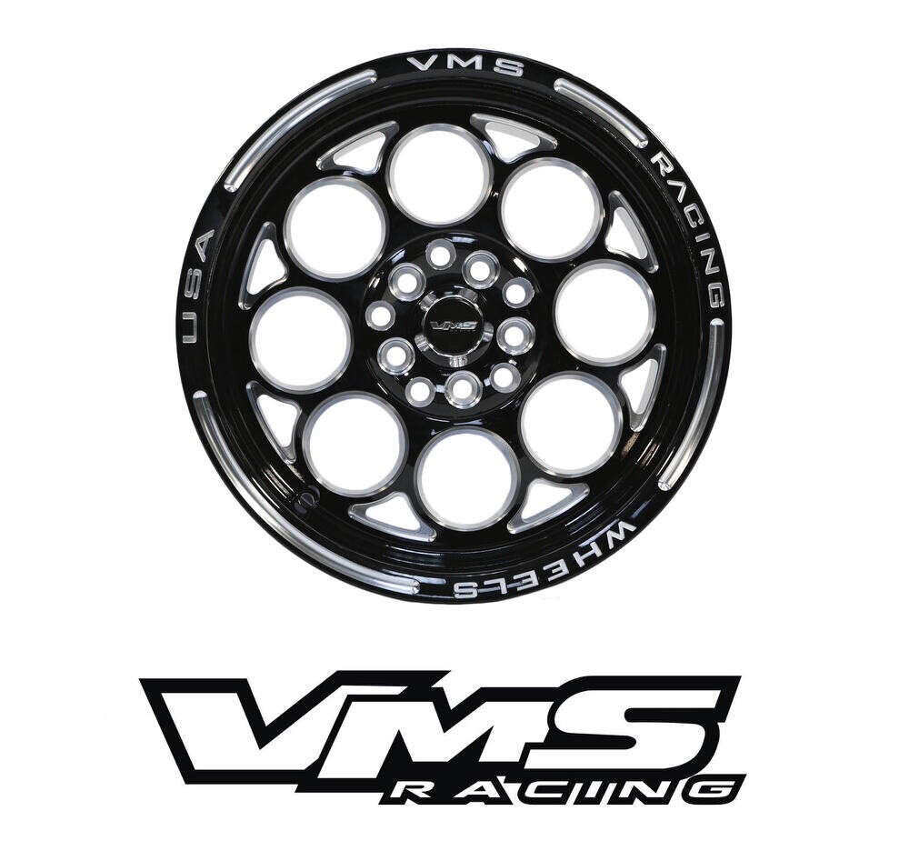 4x VMS Racing Black Modulo Milling Finish Drag Wheel Rim 15x8 5x100 ...