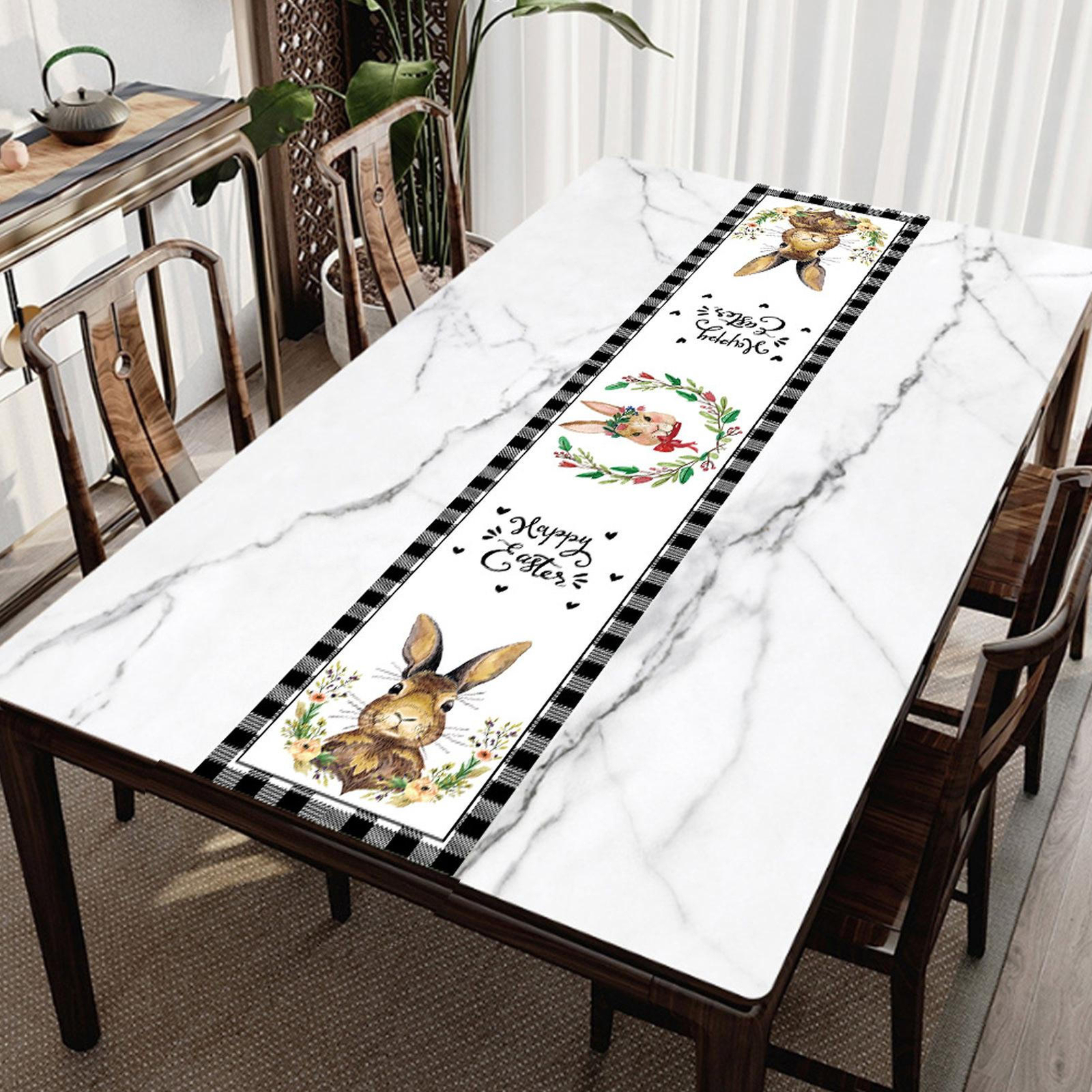 Easter Rabbit Table Runner Holiday Decorative Table Cloth with Printing ...