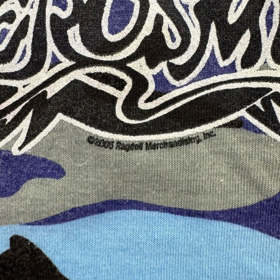 Y2K Aerosmith Blue Army Rothco Camo Band Tee Rock T-Shirt Size M | eBay