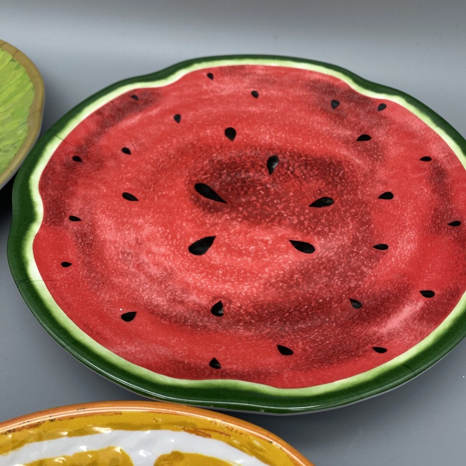 Sakura Evolution 8” Melamine Salad Dessert Plates Set of 4 Fruits ...