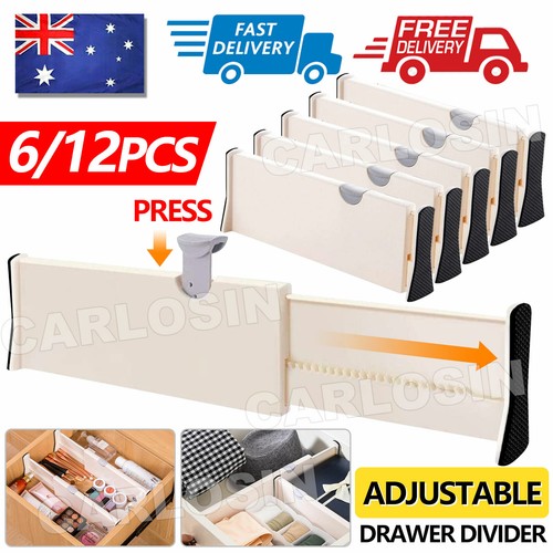 6X Adjustable Drawer Divider Partition Storage Organizer Clapboard ...