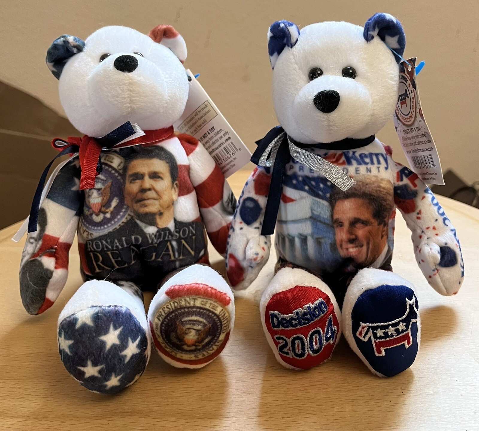 Gallery Treasures Ronald Reagan And John Kerry Beanie Babies EUC | eBay