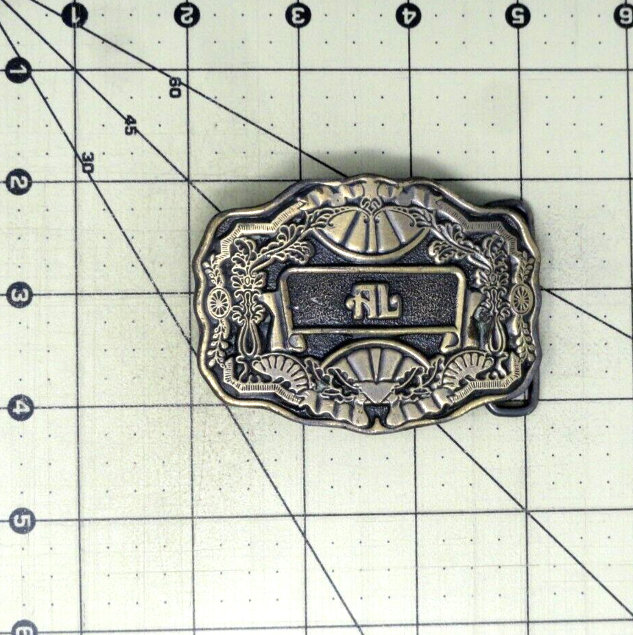 AL Belt Buckle Iconic 70s Name Plate Western Scroll V… - Gem