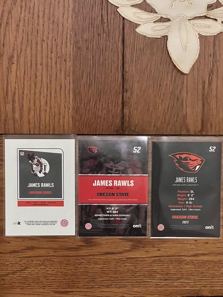 2023 Onit OREGON STATE BEAVERS Auto Card SP JAMES RAWLS /180 W/BASE ...