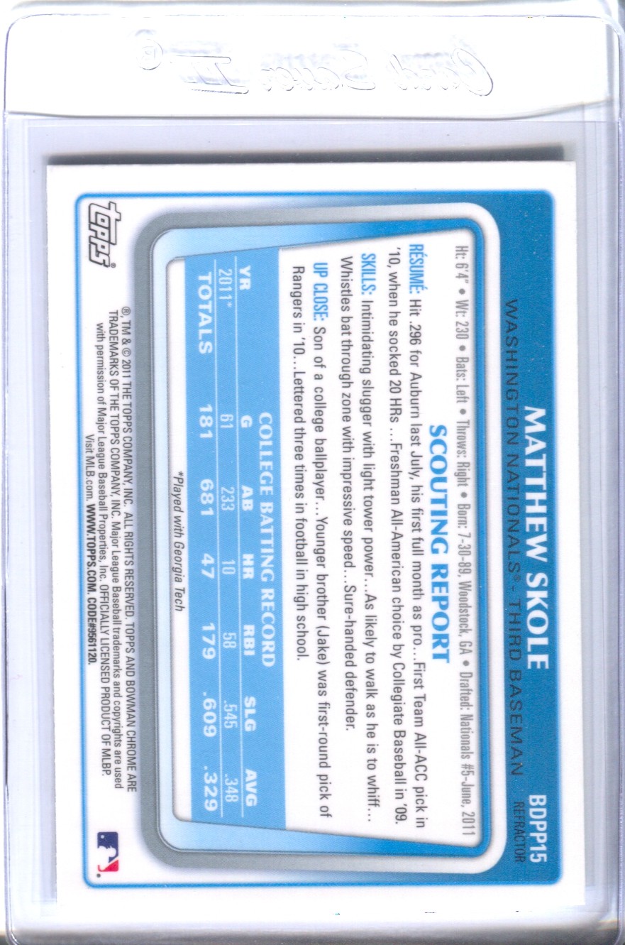 MATT SKOLE 2011 Bowman Draft Prospects | eBay