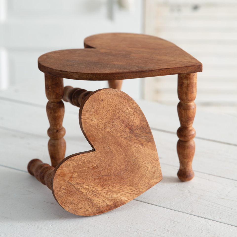 Set of Two Tabletop Heart Stools - Natural | Valentine's | Gift Idea | eBay