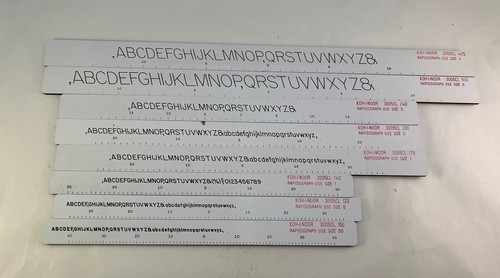 Lot of 8 K&E Keuffel Esser Leroy Rapidograph Lettering Template Guides ...