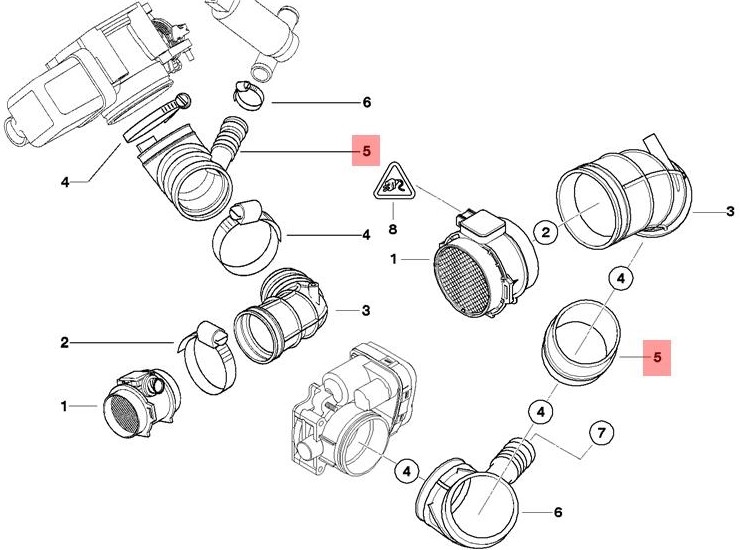 Genuine Air Intake Boot + Coupling Ring BMW Z3 Roadster E38 E39 E46 ...