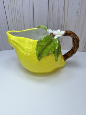 Vintage Teleflora Ceramic Lemon Pitcher Home Decor, Hand Painted ...