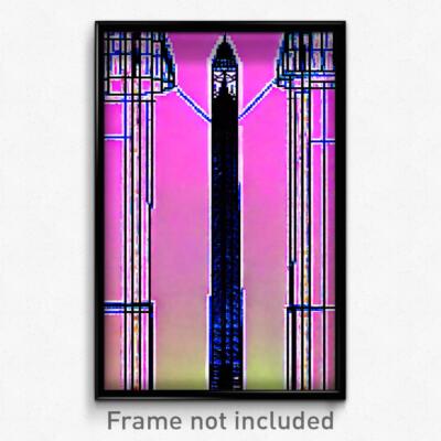 Pixel Art Poster - Complex Wire Frame Obelisk (8 Bit Video Game Print ...