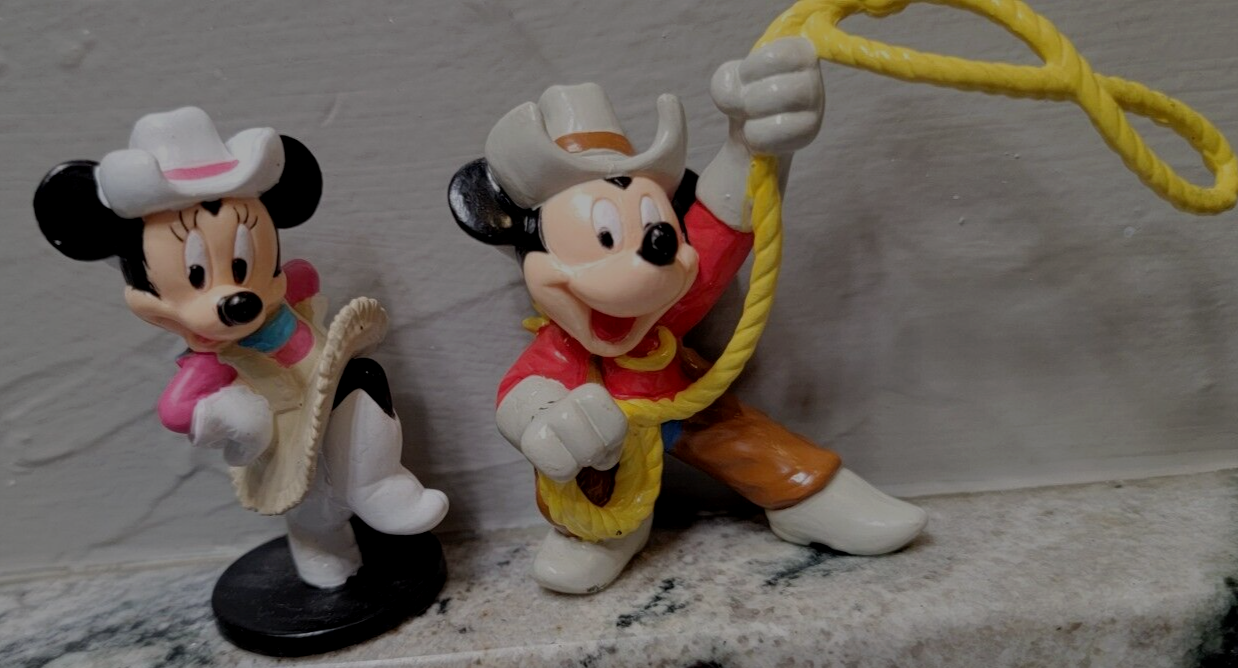 Set Of 2, Vtg Disney Mickey & Minnie Mouse Cowboy, Cowgirl Rodeo ...