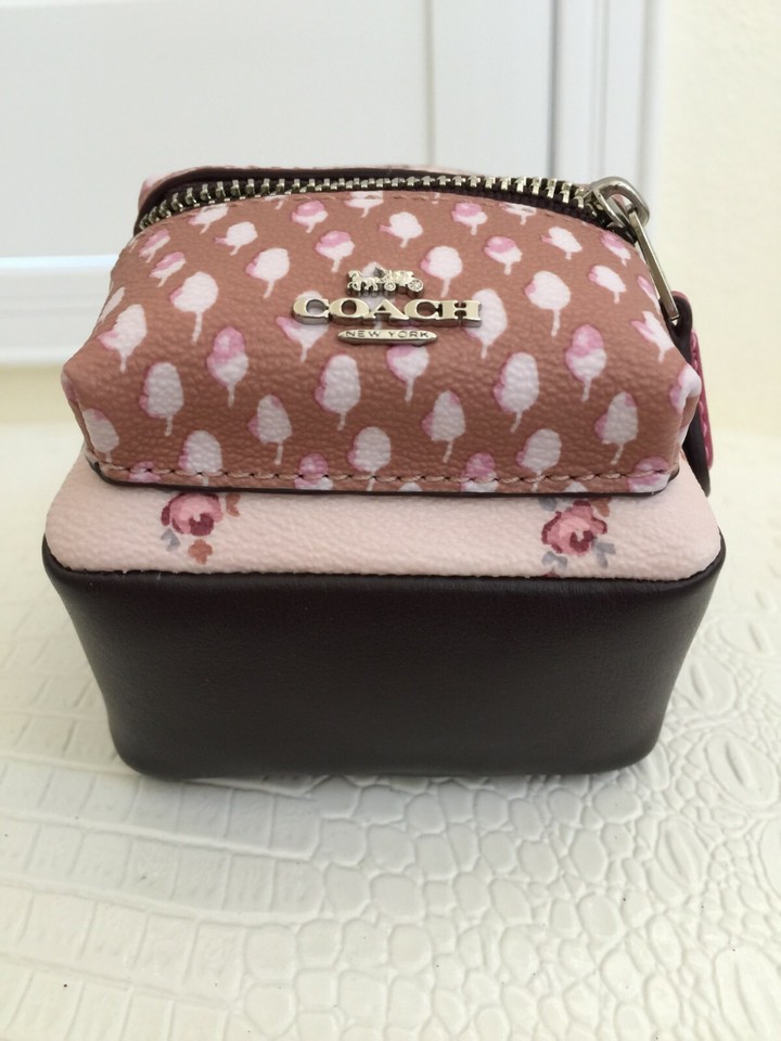 COACH Key Chain Floral Mini Backpack Key Fob Ring Charm Light Pink ...
