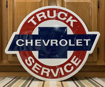 Chevrolet Truck Service Metal Sign Garage Vintage Style Tools Parts Oil ...