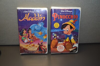Walt Disney VHS Lot of 2 Sealed - Pinocchio and Aladdin | eBay