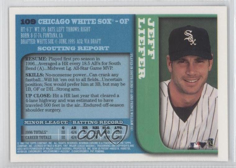 1997 Bowman Chrome Jeff Liefer #109 b4s | eBay