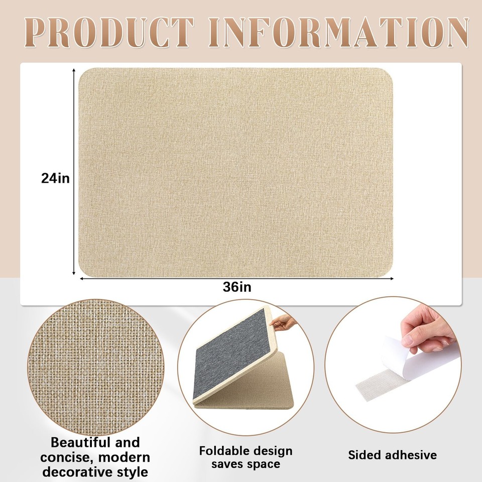 36"x 24" Linen Fabric Bulletin Board Pinboard for Walls Display ...