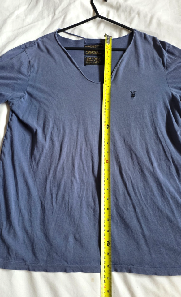 mens AllSaints drop neck t-shirt blue Size Large 67cm long 48cm wide ...