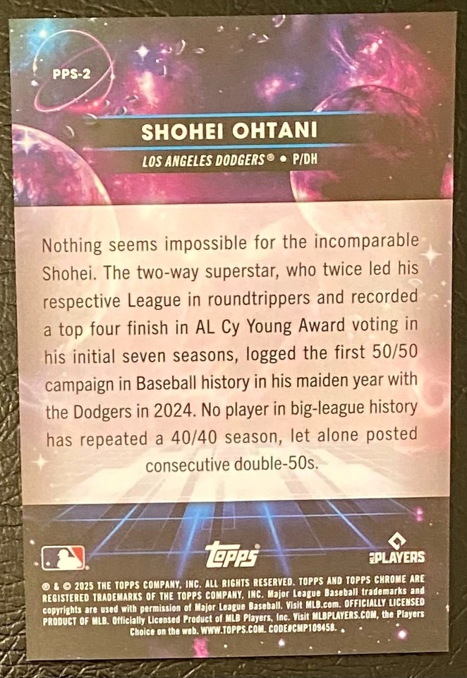 2025 Topps Cosmic Chrome #PPS-2 Shohei Ohtani Planetary Pursuit The Sun | eBay