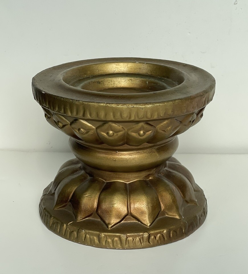 VTG Lenox Ceramic Pillar Candle Holder Antique Gold Embossed Hollywood ...