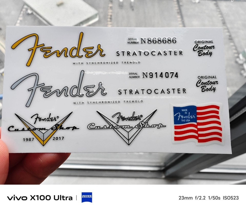 1Sets FENDER Custom Shop V STRATOCASTER Guitar Vinyl UV Headstock ...