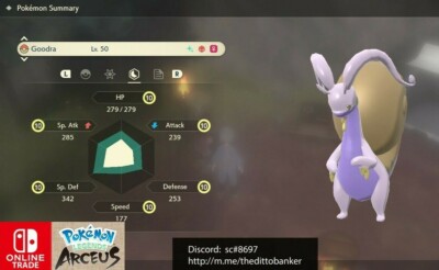 Pokemon Legends Arceus SHINY GOODRA LV.50 ALPHA MAX 10 Effort Levels ...