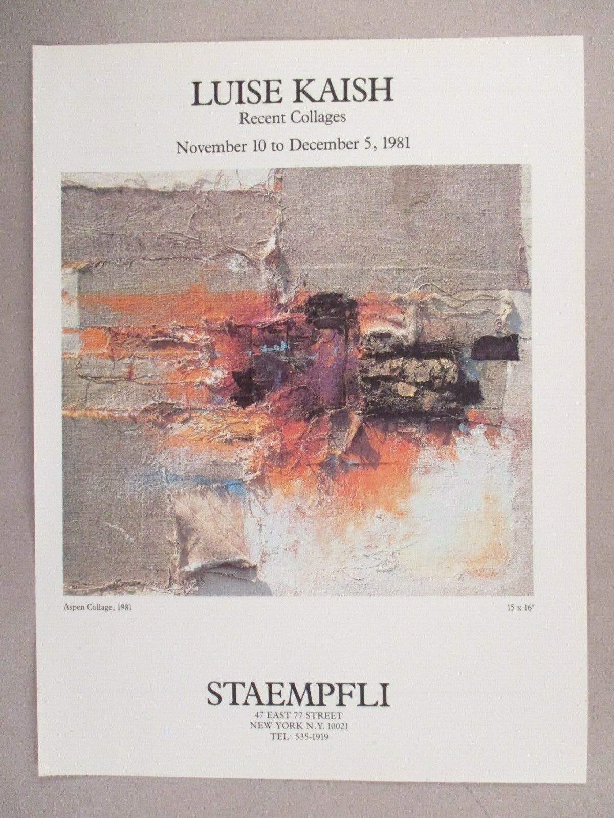 Luise Kaish Art Gallery Exhibit PRINT AD - 1981 | eBay