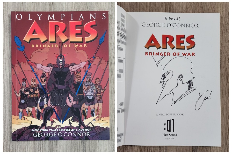 George O'Connor Signed & Sketched Olympians Ares Comic Softcover Book ...