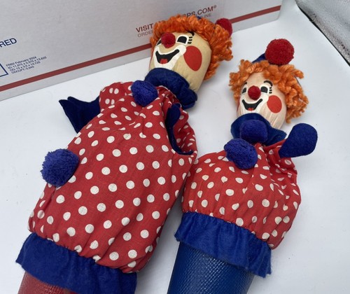Lot Of 2 Vintage Original Calico Puppet Clown Cone 24” And 18” | eBay