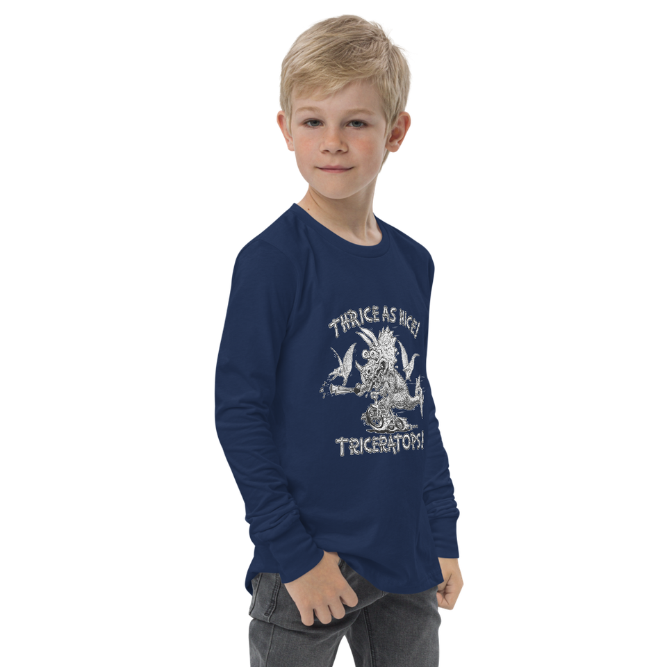 Thrice As Nice Triceratops Youth long sleeve tee By Artist Mike Lemos ...