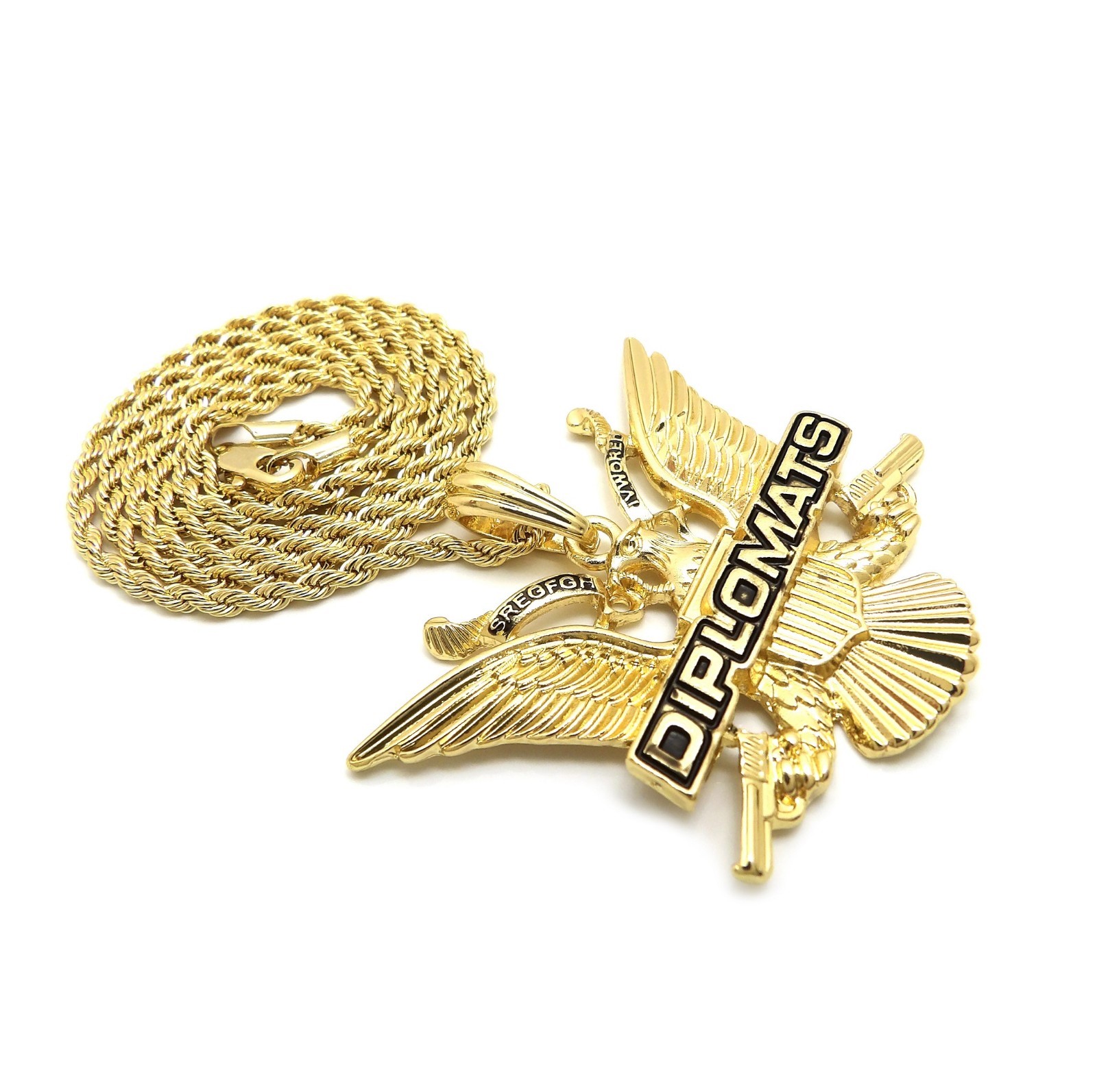NEW DIPLOMATS EAGLE PENDANT & 24" VARIOUS CHAINS HIP HOP NECKLACES ...