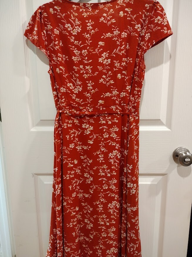 WOMENS SHIEN RED 7 WHITE WRAP DRESS - SIZE M - CASUAL, PARTY, OFFICE | eBay