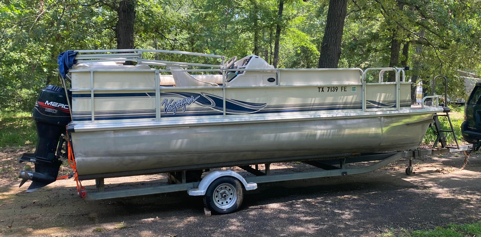 1999 Voyager 21' Pontoon Boat & Trailer - Texas | eBay