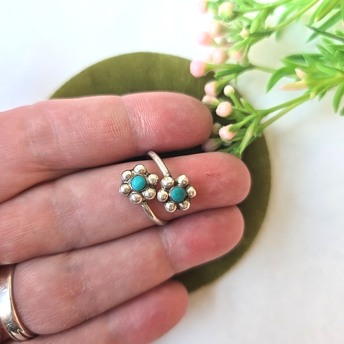 Vintage Native American Sterling Silver Turquoise Wrap Ring sz 8 ...