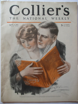Collier’s Magazine 1919 COUPLE READING BOOK UPSIDE DOWN by Lester Ralph ...