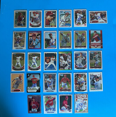 PHILADELPHIA PHILLIES HAND AUTOGRAPHED SIGNED BASEBALL CARDS NEAR MINT ...