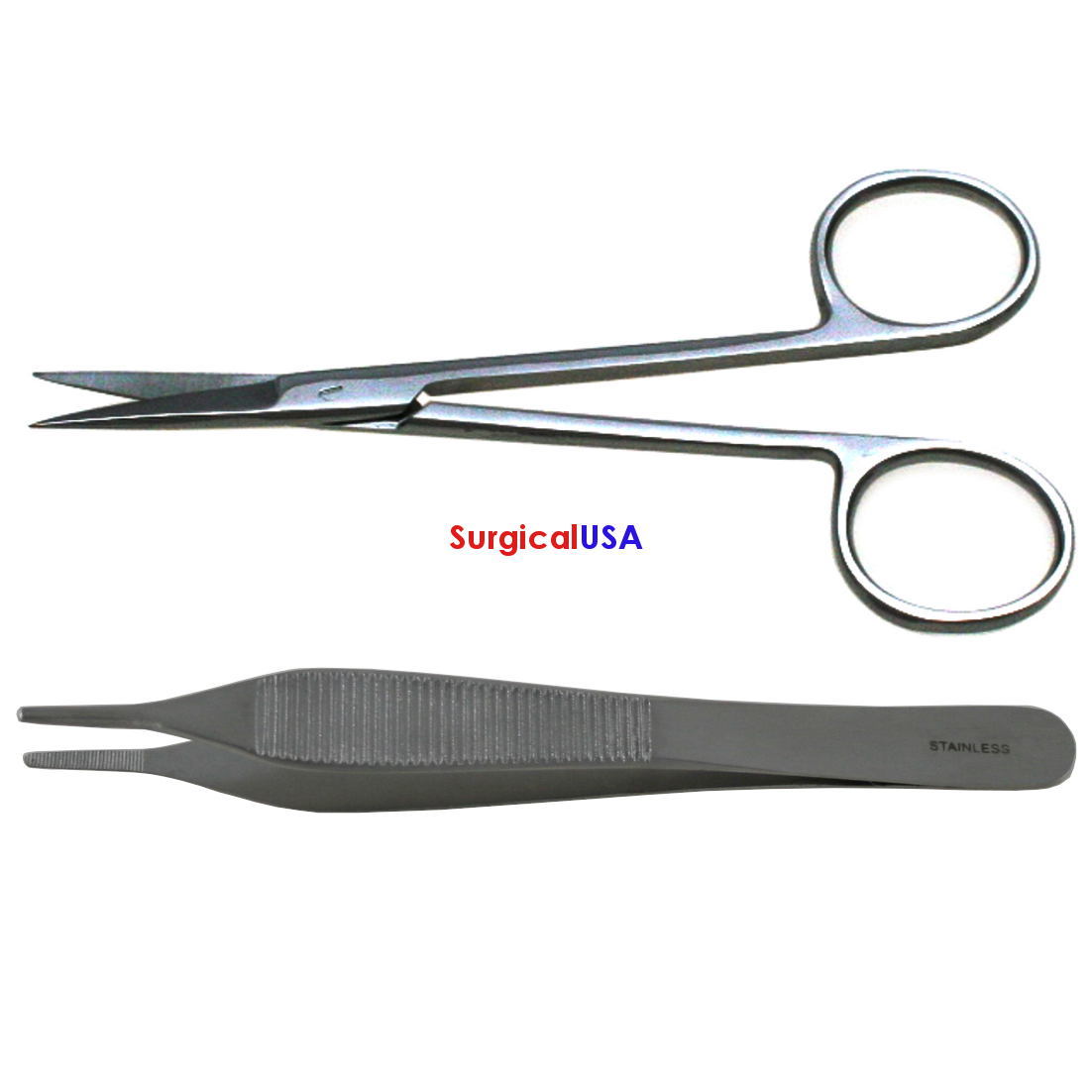 Kit of 2 Suture Removal Surgical Instruments Adson Forceps + Iris ...